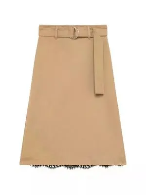 MSGM Belted Lace-trim Midi Skirt - Neutrals