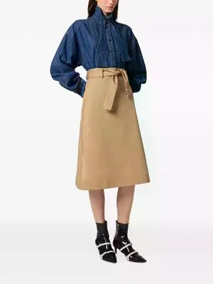 MSGM Belted Lace-trim Midi Skirt