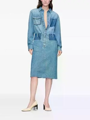 MAISON MARGIELA Minimal Denim Patchwork Midi Shirt Dress