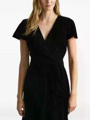 Ralph Lauren Karla Velvet Wrap Midi Dress