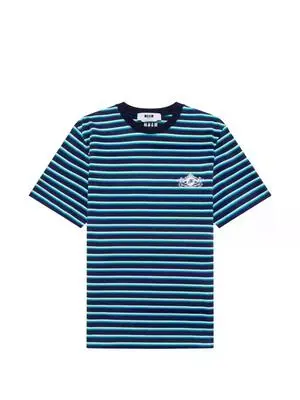MSGM Striped Crest-patch T-shirt - Blue
