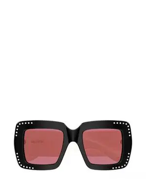 Valentino Garavani Vlogo Crystal-embellished Square-frame Sunglasses - Black