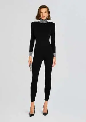 Retrofete Leanne Embellished Jumpsuit - Black/silver