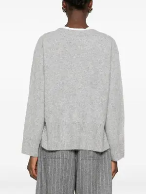 CT PLAGE Wool V-necked Jumper - Grey