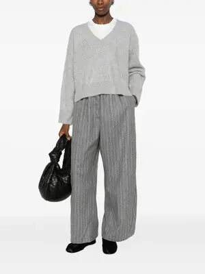 CT PLAGE Wool V-necked Jumper - Grey