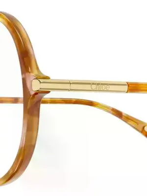 Chloé Tortoiseshell-effect Pilot-frame Glasses - Neutrals