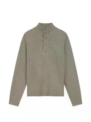 OLAF Buttoned Rib-knit Sweater - Grey