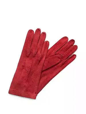 LA PORTEGNA Carpincho Leather Gloves - Red