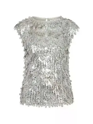 GEMY MAALOUF Sequin-embellished Sleeveless Top - Silver