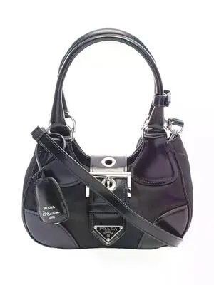 Prada 2013-2026 Re Nylon And Shiny Calfskin Re Edition 2002 Moon Satchel - Black