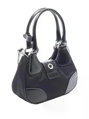 Prada 2013-2026 Re Nylon And Shiny Calfskin Re Edition 2002 Moon Satchel - Black