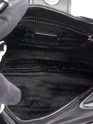 Prada 2013-2026 Re Nylon And Shiny Calfskin Re Edition 2002 Moon Satchel - Black