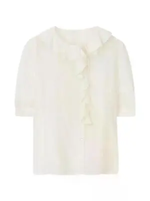 Rodebjer Xilla Ruffled Puff-sleeve Blouse - Neutrals