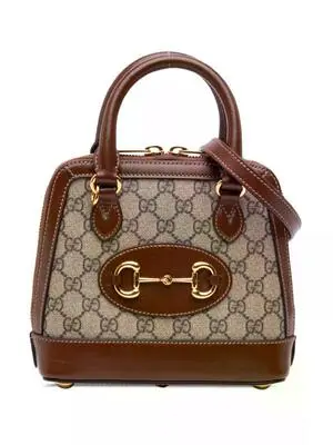 Gucci 2016-2026 Mini Gg Supreme Horsebit 1955 Top Handle Bag Satchel - Neutrals