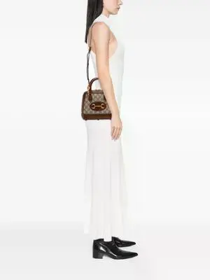 Gucci 2016-2026 Mini Gg Supreme Horsebit 1955 Top Handle Bag Satchel - Neutrals