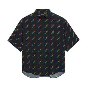 Balenciaga All Over Logo Short-sleeve Shirt - Black