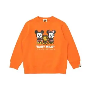 A BATHING APE X Disney Mickey Minnie Milo Crewneck Sweatshirt - Orange