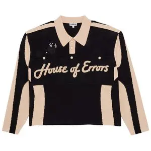 HOUSE OF ERRORS Knitted Cat Burglar Rugby /beige - Black