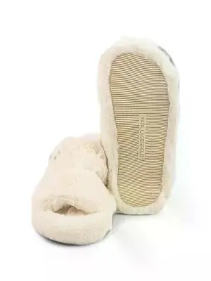 Karl Lagerfeld Hypnos Embroidered-logo Furry Slippers