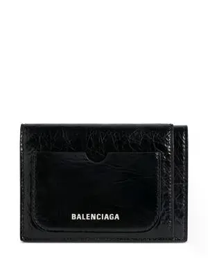 Balenciaga Crinkled-leather Wallet - Black