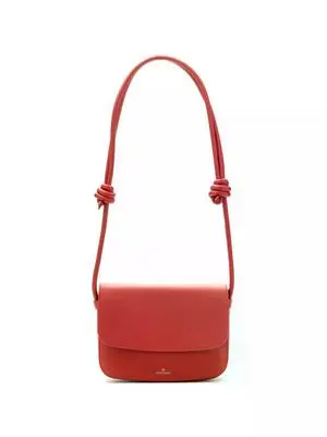 LA PORTEGNA Lucia Knotted Leather Shoulder Bag - Red