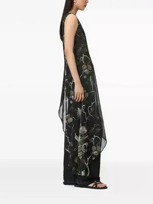 ALLSAINTS Enola Graphic-print Asymmetric Blouse - Black