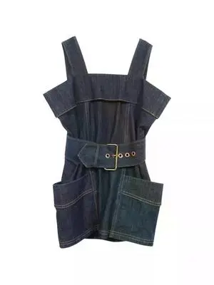 LOUIS VUITTON 2010s Belted Denim Mini Dress - Blue