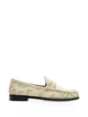 LOTTUSSE Lara Snake-effect Loafers - Neutrals