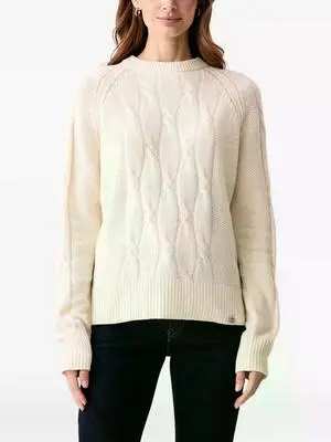 COLMAR Cable-knit Raglan-sleeve Sweater - Neutrals
