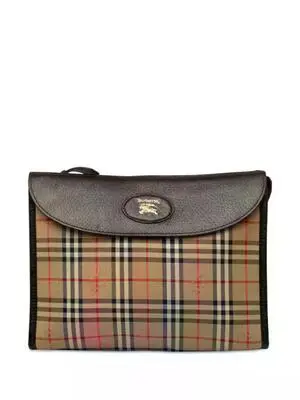 Burberry 20th Century Haymarket Check Canvas Clutch Bag - Neutrals