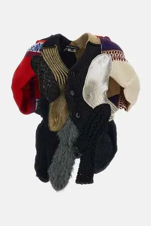 Junya Watanabe Cardigan Asimmetrico Patchwork - Multicolore