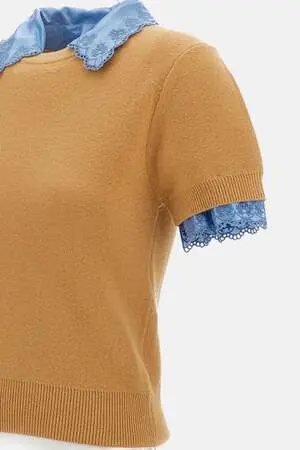 Rabanne Maglia A Maniche Corte Con Colletto In Satin