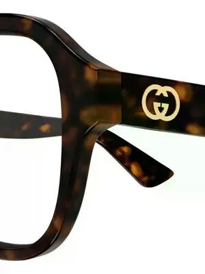 Gucci Tortoiseshell-effect Pilot-frame Glasses