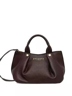 ERMANNO FIRENZE Logo-plaque Pleated Tote Bag - Brown