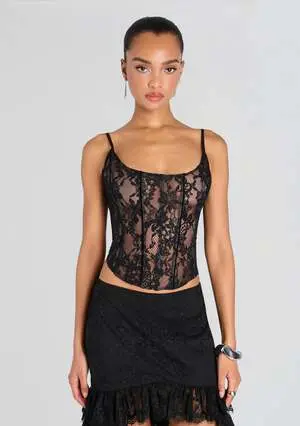 Retrofete Romi Lace Bustier - Black