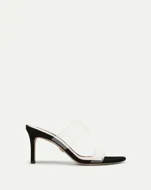 Veronica Beard Asha Mid-heel Sandal Clear Black - Clear/black