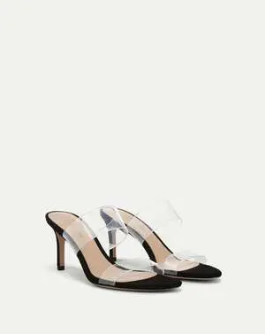 Veronica Beard Asha Mid-heel Sandal Clear Black