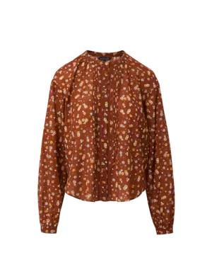 Veronica Beard Lollie Floral Button-down Blouse - Rust Multi