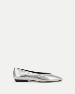Veronica Beard Bancroft Metallic Flat - Silver