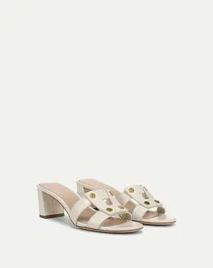 Veronica Beard Via Croc-embossed Mid-heel Sandal - Ecru