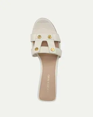 Veronica Beard Via Croc-embossed Mid-heel Sandal - Ecru