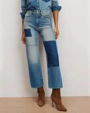 Veronica Beard Dylan Patchwork Straight-leg Jean