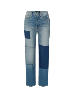 Veronica Beard Dylan Patchwork Straight-leg Jean