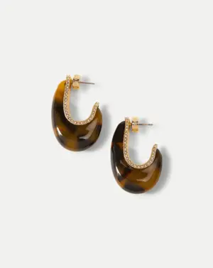 Veronica Beard Resin J-hoop Earring - Tortoise