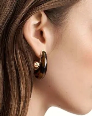 Veronica Beard Resin J-hoop Earring