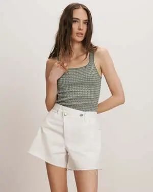 Veronica Beard Ellis Crossover-waistband Denim Short