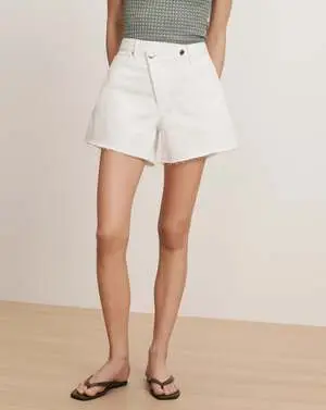 Veronica Beard Ellis Crossover-waistband Denim Short