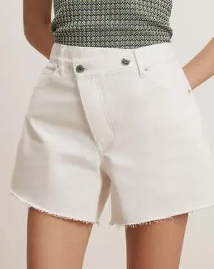 Veronica Beard Ellis Crossover-waistband Denim Short