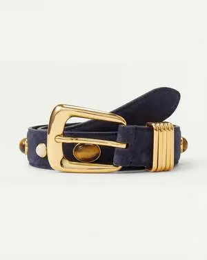 Veronica Beard Arch Embellished Suede Belt