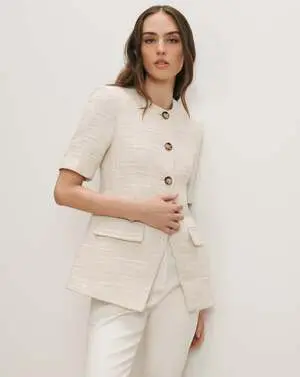 Veronica Beard Bodie Tweed Jacket - Ecru